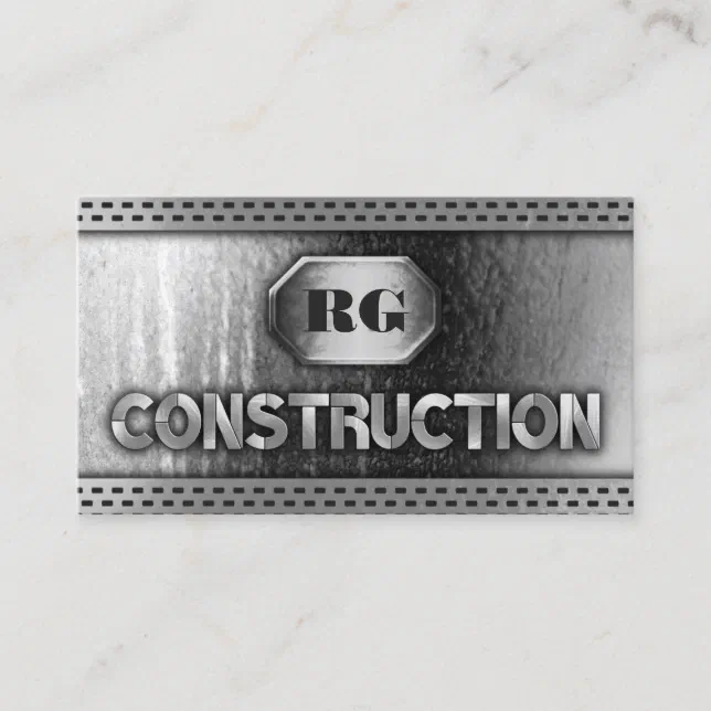 Distressed Steel Metal and Grill Mesh Construction Business Card | Zazzle