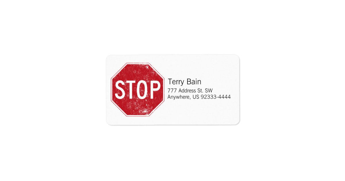 Distressed Stop Sign Label | Zazzle
