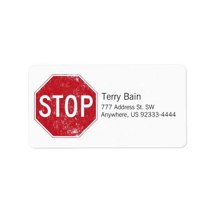 Distressed Stop Sign Label | Zazzle