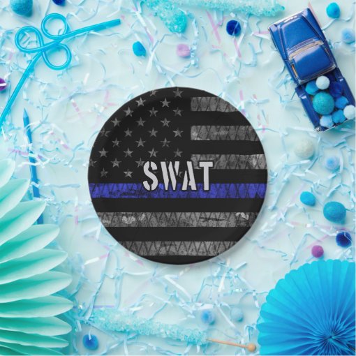 Distressed SWAT Police Flag Paper Plates | Zazzle