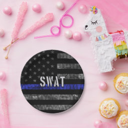 Distressed SWAT Police Flag Paper Plates | Zazzle