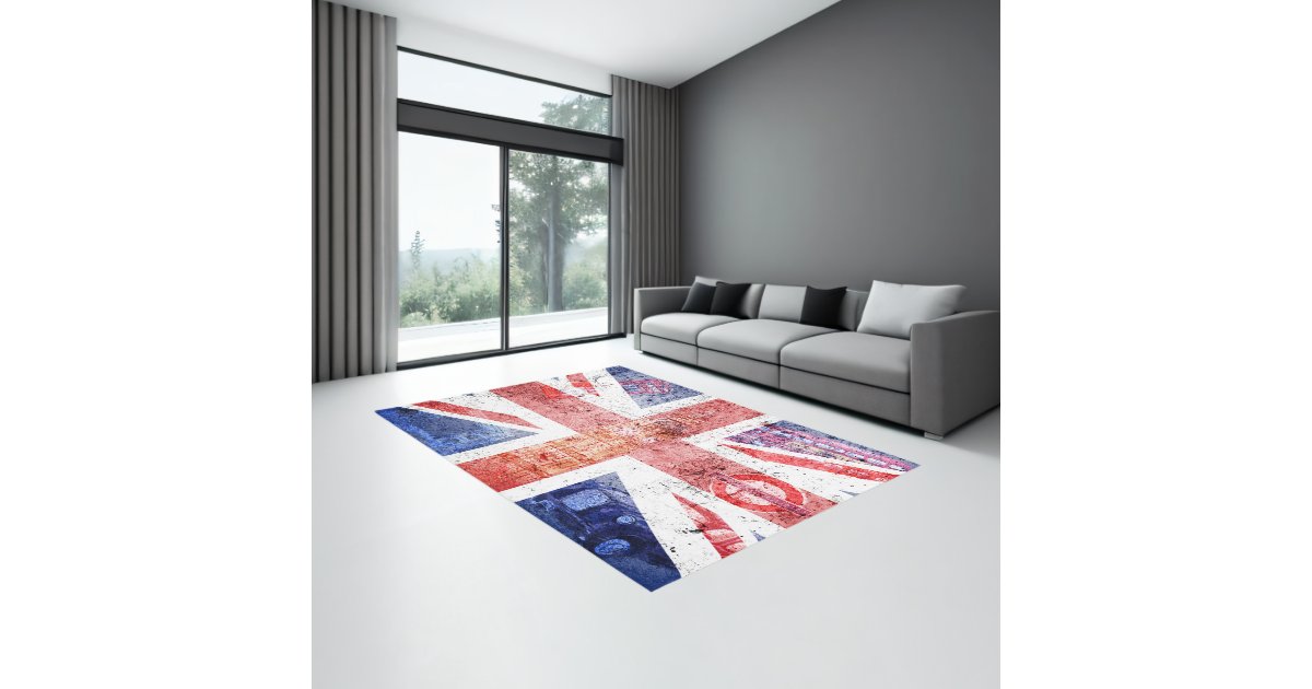 Distressed UK Union Jack Flag Collage Rug | Zazzle