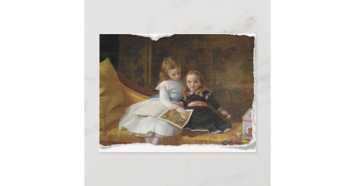 Distressed Victorian Two Young Girls Postcard | Zazzle