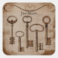 Distressed Victorian Vintage Antique Skeleton Keys Square Sticker | Zazzle