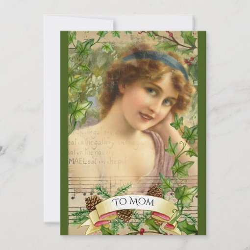 Distressed Victorian Woman in the Garden Holiday Card | Zazzle