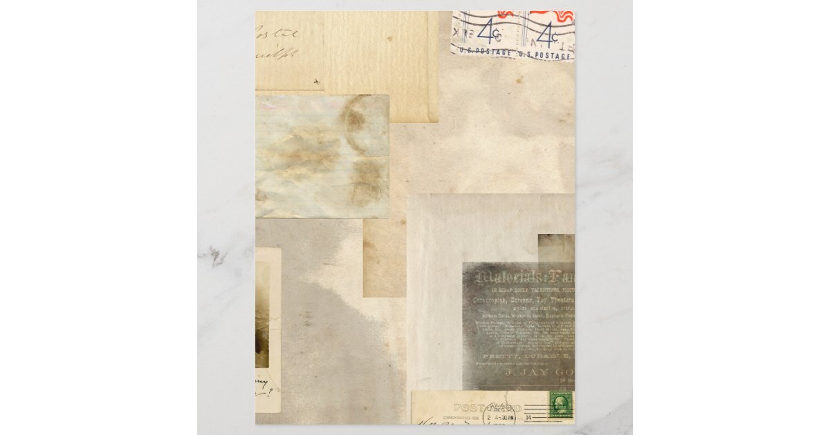 Distressed Vintage Faded Journal Scrapbook Paper | Zazzle