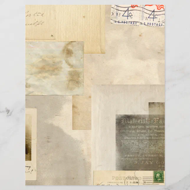 Distressed Vintage Faded Journal Scrapbook Paper | Zazzle
