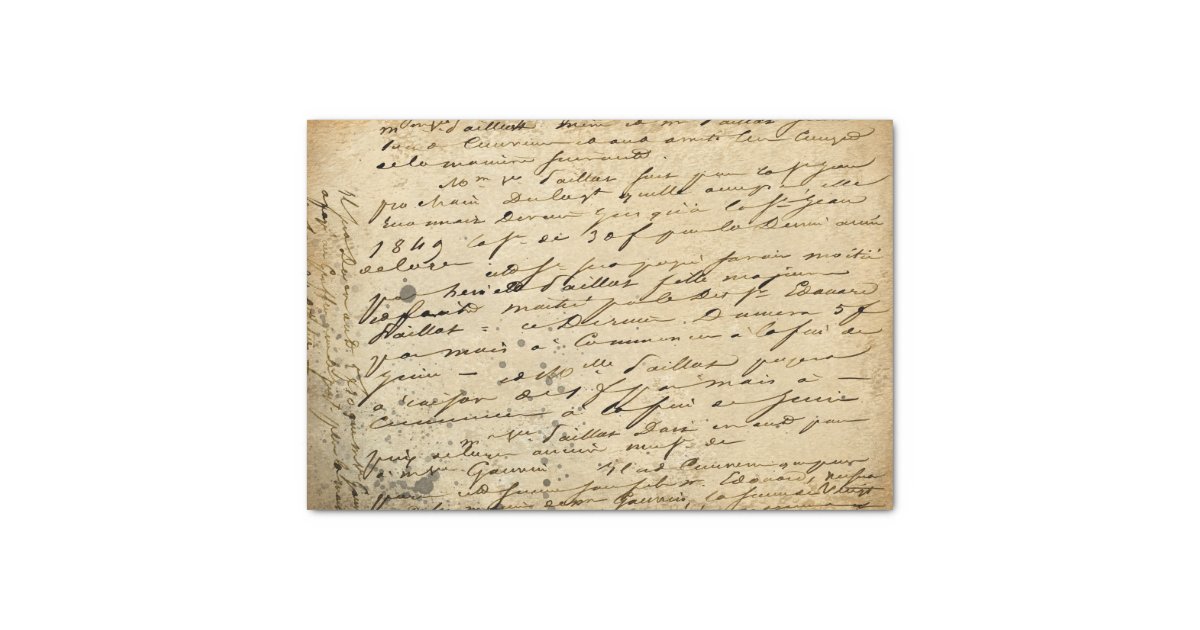 Distressed Vintage Hand Written Script Decoupage Tissue Paper | Zazzle