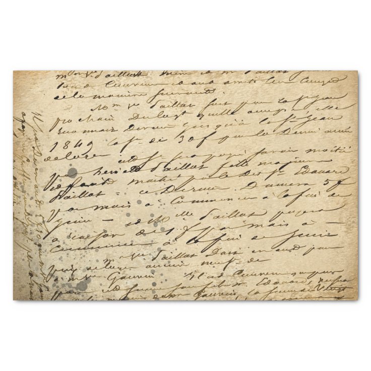 Distressed Vintage Hand Written Script Decoupage Tissue Paper | Zazzle