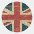 Distressed vintage Union Jack flag Classic Round Sticker | Zazzle
