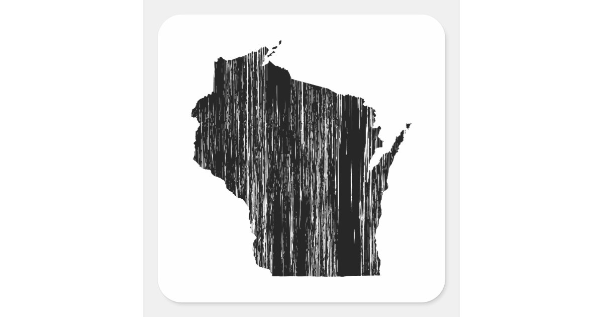 Distressed Wisconsin State Outline Square Sticker | Zazzle