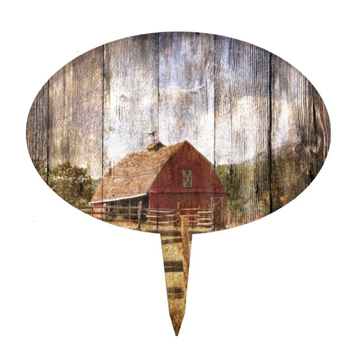 Distressed Wood Rustic Western Country Red Barn Cake Topper | Zazzle.com