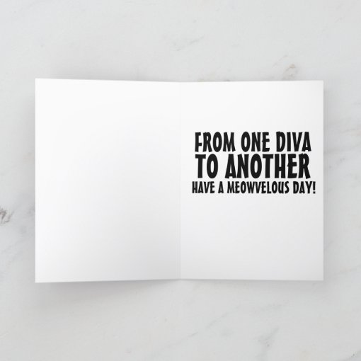 DIVA CAT WEARING A DRESS ART HELLO CARD | Zazzle