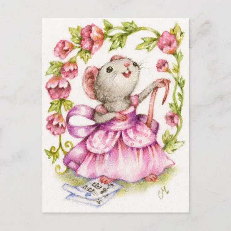 Diva - Cute Musical Mouse Art Postcard | Zazzle