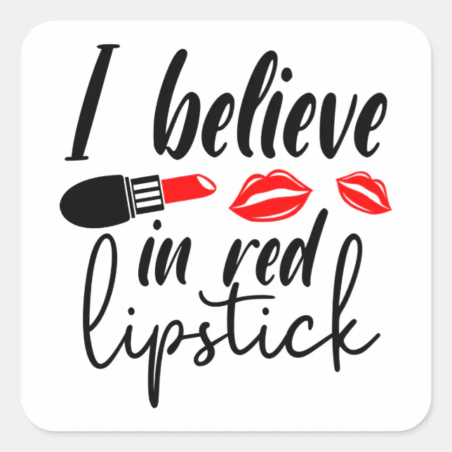 Diva Red Lipstick Cosmetology Makeup Artist Square Sticker | Zazzle