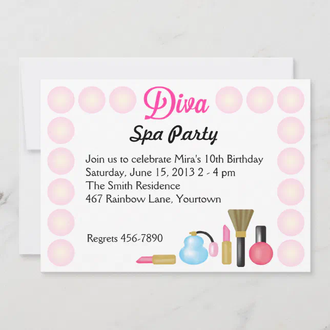 Diva Spa Birthday Party Invitations | Zazzle