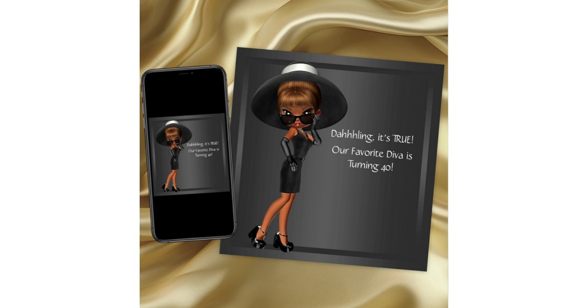 Diva Womans African American Birthday Party Invitation | Zazzle