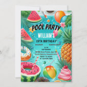 Dive boy water blue Cool Pool Party 13th Birthday Invitation | Zazzle