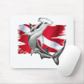 Dive flag with hammerhead shark-diver down mouse pad | Zazzle