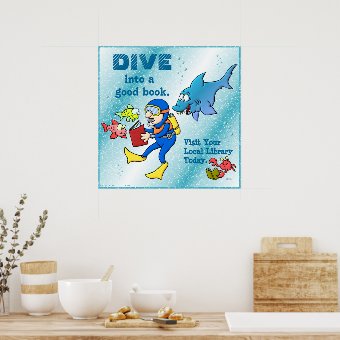 Dive Into A Good Book Poster | Zazzle
