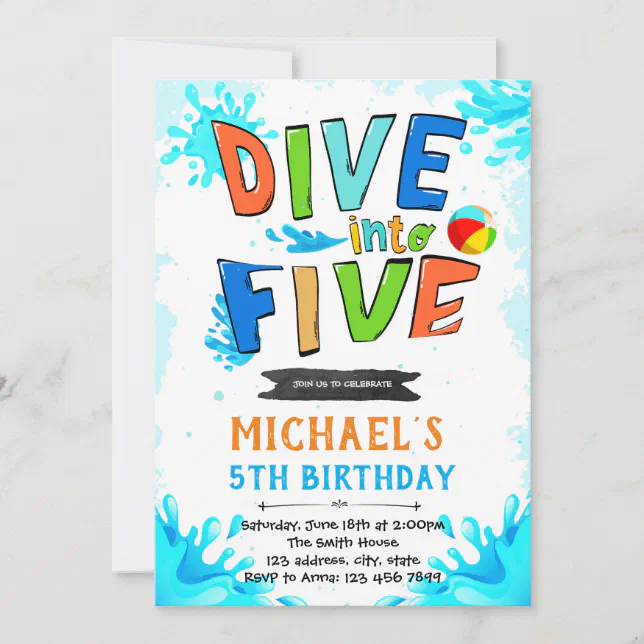 Dive into five birthday invitation | Zazzle