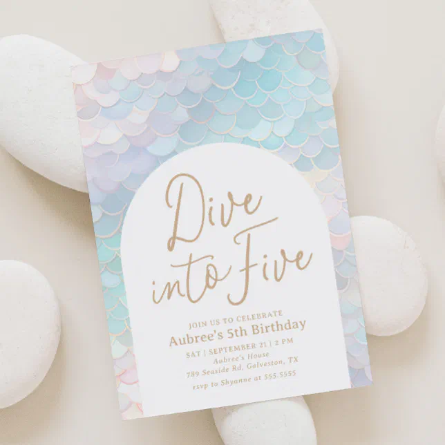 Dive into Five Mermaid 5th Birthday Invitation | Zazzle