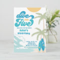 Dive Into Five Retro Surf 5th Birthday Party Invitation | Zazzle
