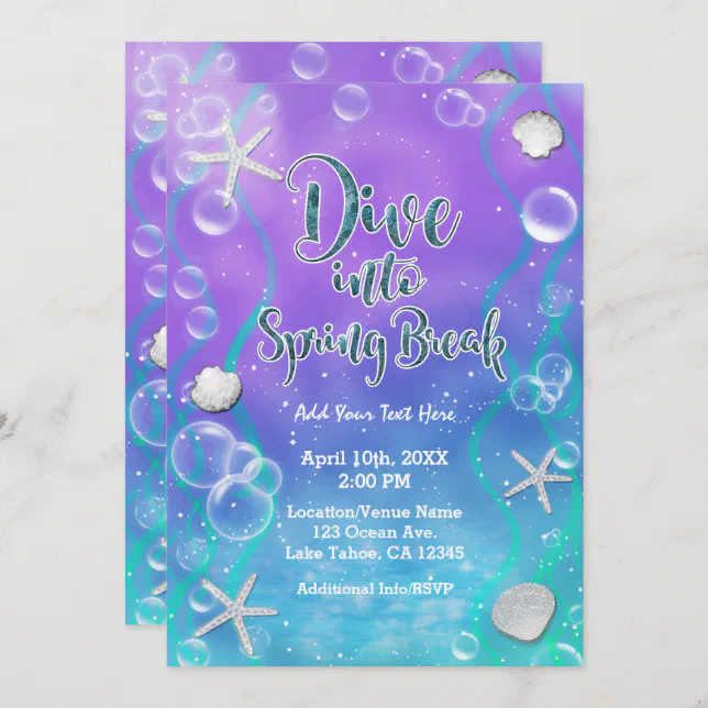 Dive into Spring Break Under The Sea Beach Party Invitation | Zazzle