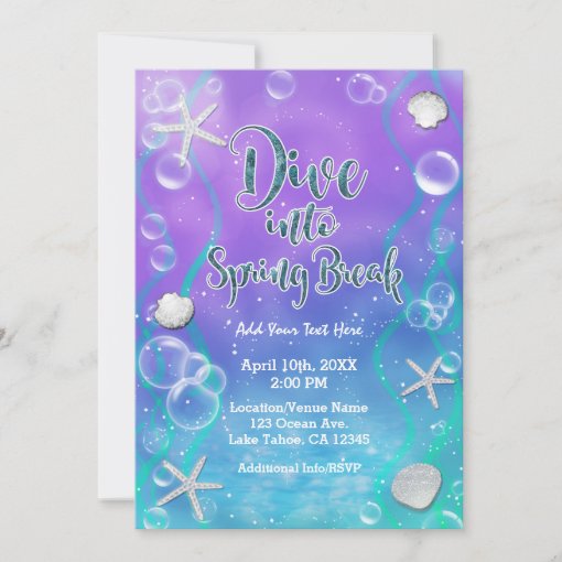 Dive into Spring Break Under The Sea Beach Party Invitation | Zazzle