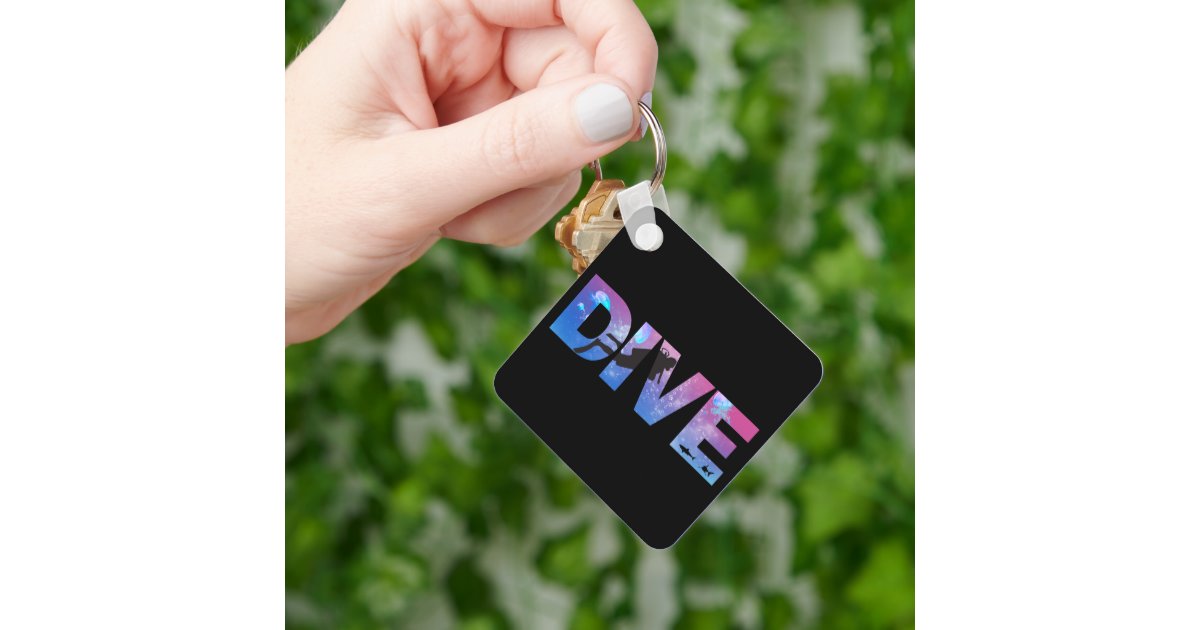 DIVE with scuba divers Keychain | Zazzle