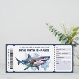 Dive With Sharks Ticket Gift Certificate Invitation | Zazzle
