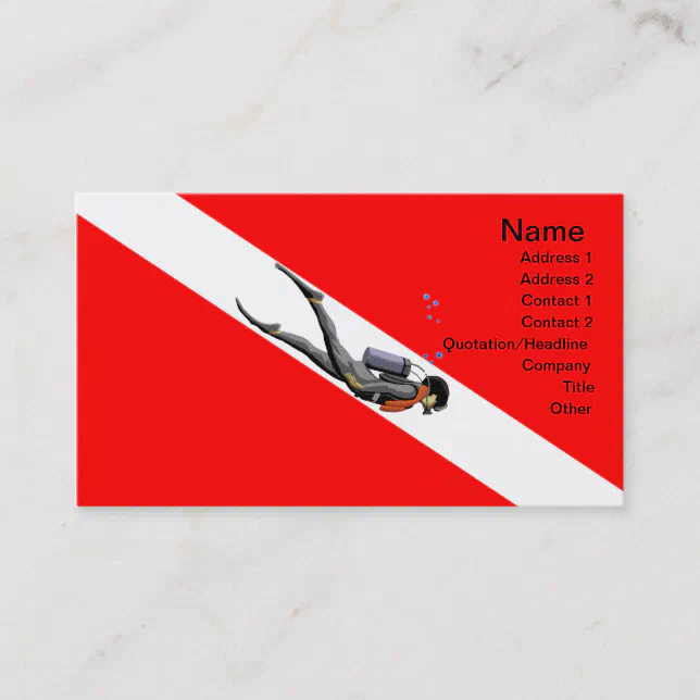 Diver And Dive Flag Business Card | Zazzle