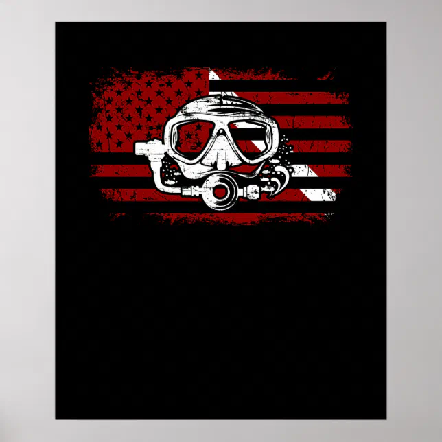 Diver Down Dive Flag Scuba Diving American Flag Poster | Zazzle