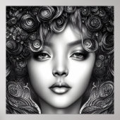 Divine Black Girl Digital Art Portrait Poster | Zazzle