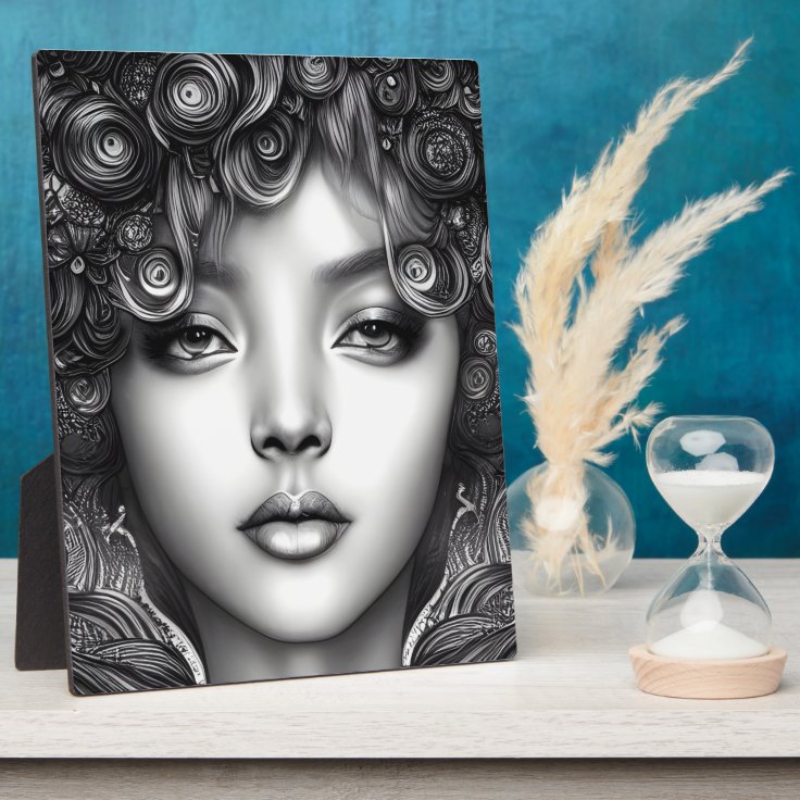 Divine Black Girl Digital Art Portrait Tabletop Plaque | Zazzle