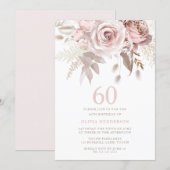 Divine Blush Pink Roses 60th Birthday Party Invitation | Zazzle
