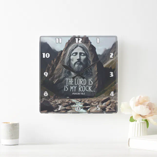 Divine Encounter: Jesus on Mountain Square Wall Clock | Zazzle