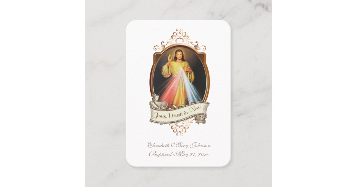 Divine Mercy Baptism Remembrance Prayer Place Card | Zazzle