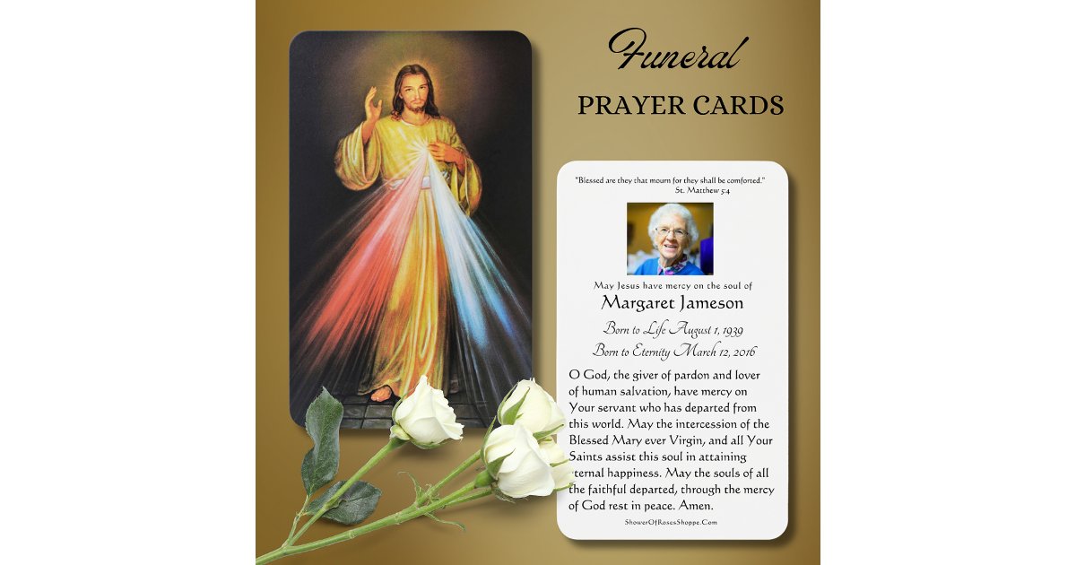 Divine Mercy Catholic Funeral Memorial Holy Card - | Zazzle