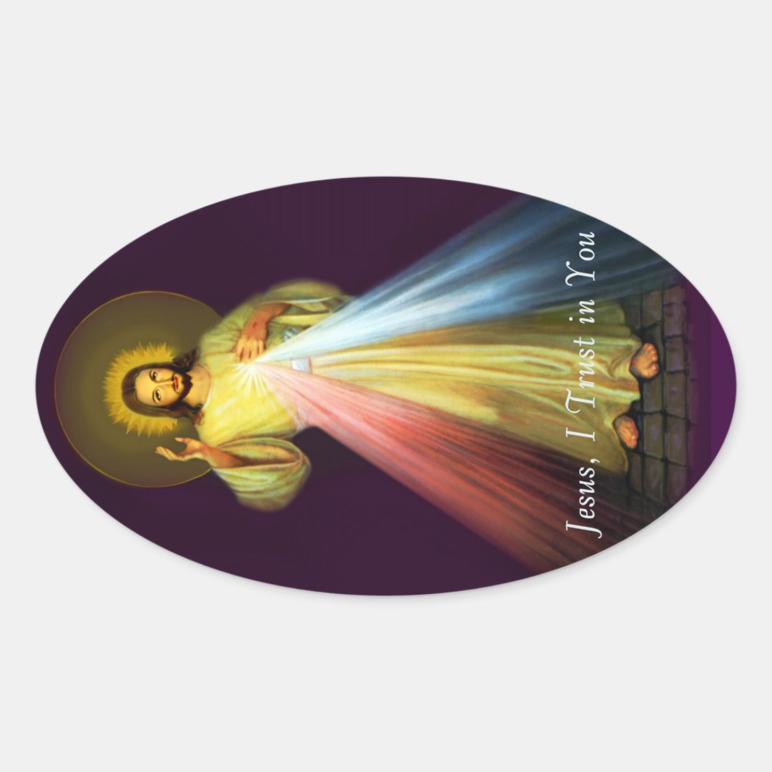 Divine Mercy Jesus Oval Stickers | Zazzle