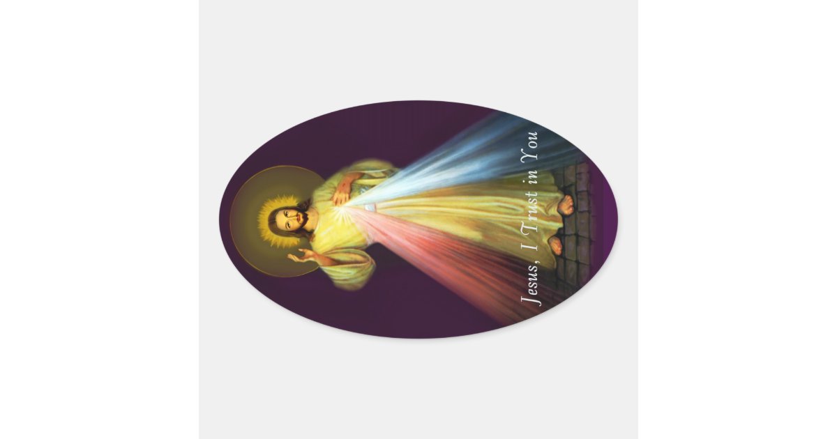 Divine Mercy Jesus Oval Stickers | Zazzle