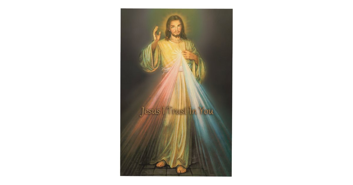 DIVINE MERCY LARGE WOODEN DEVOTIONAL IMAGE WOOD WALL ART | Zazzle