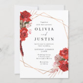 Divine Red Roses Geometric Wedding Invitation | Zazzle