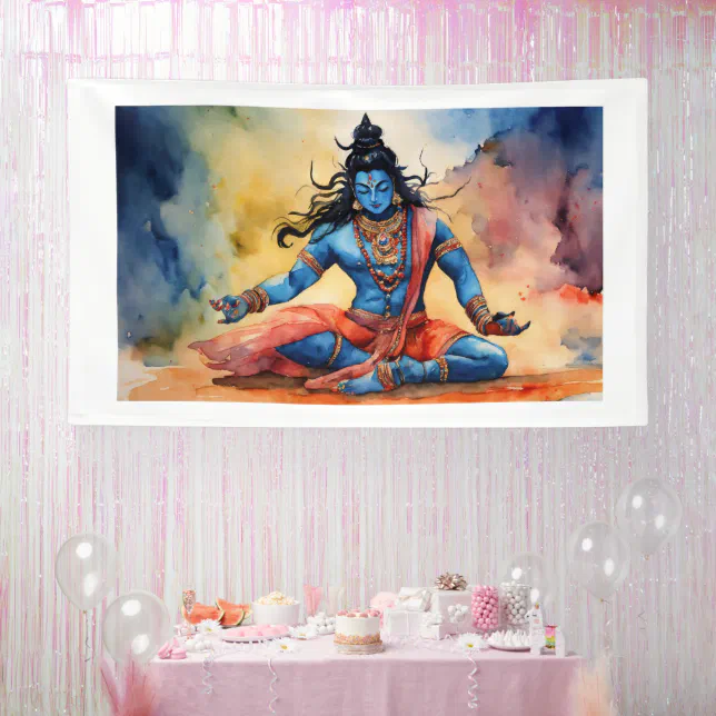 Divine Shiva Banner: Sacred Art for Your Space Banner | Zazzle