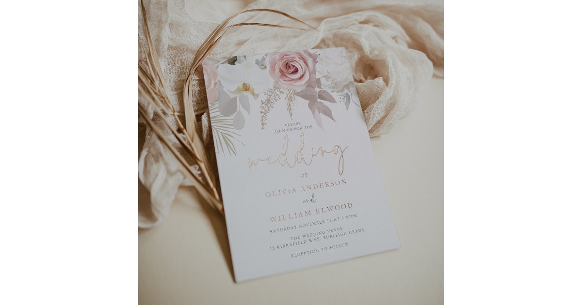 Divine Spring All Seasons Botanical Wedding Foil Invitation | Zazzle