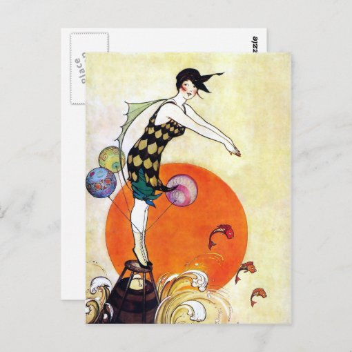 Diving Flapper Girl Postcard | Zazzle