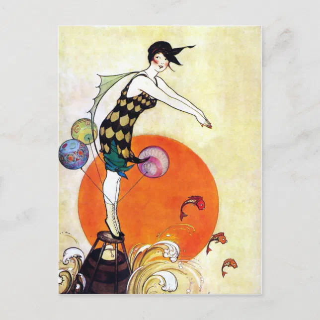 Diving Flapper Girl Postcard | Zazzle