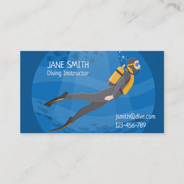 Diving Instructor deep sea diving business Business Card | Zazzle