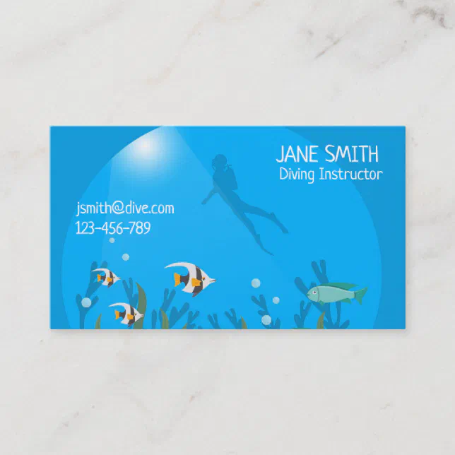 Diving Instructor deep sea diving business modern Business Card | Zazzle