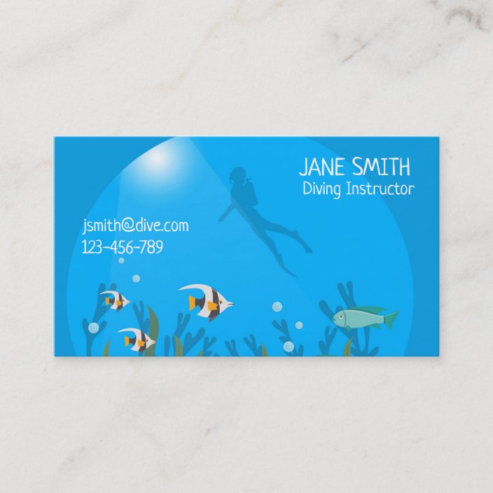 Diving Instructor deep sea diving business modern Business Card ...